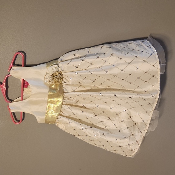 Pinky | Dresses | Pinky Ivory And Gold Glitter Holiday Size 4 Dress ...